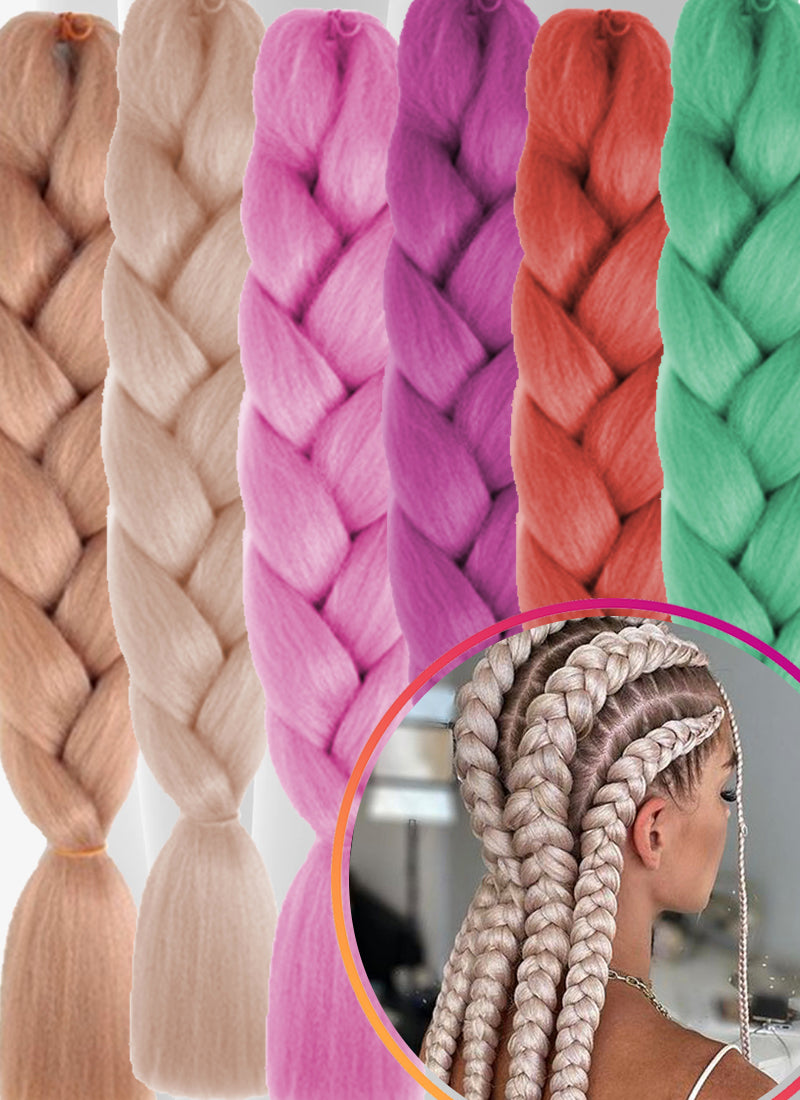 24 Festival Jumbo Braiding Synthetic Hair Extensions Single Colors Wig Is Fashion